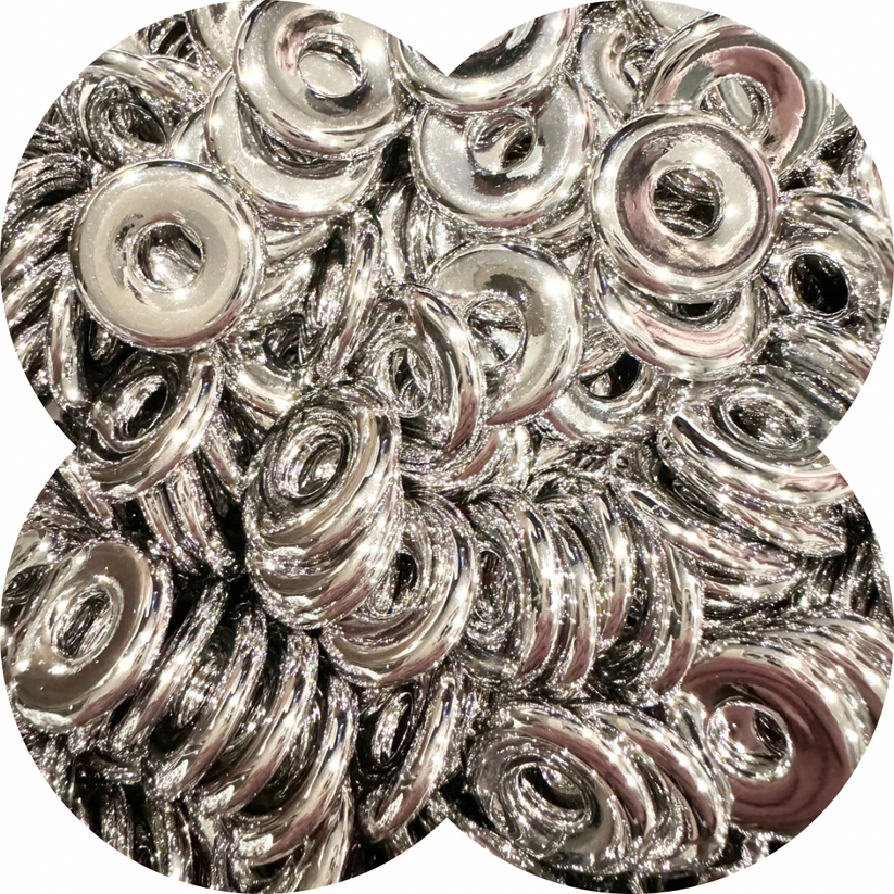 20MM FLAT COIN ACRYLIC SPACER BEADS - SILVER – Silicone Bead Supplies