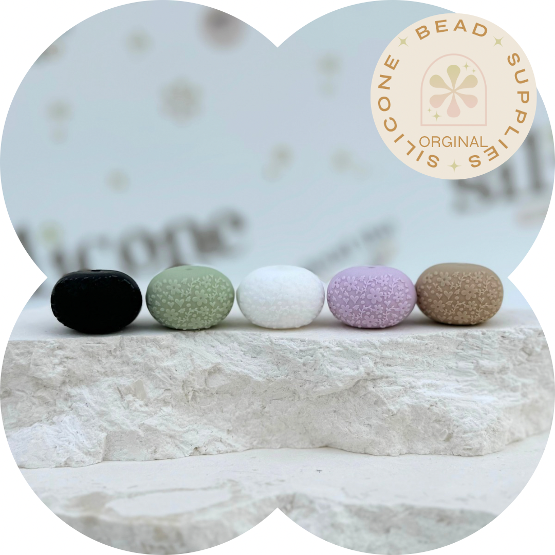 22mm Abacus - Embossed Garden – Silicone Bead Supplies