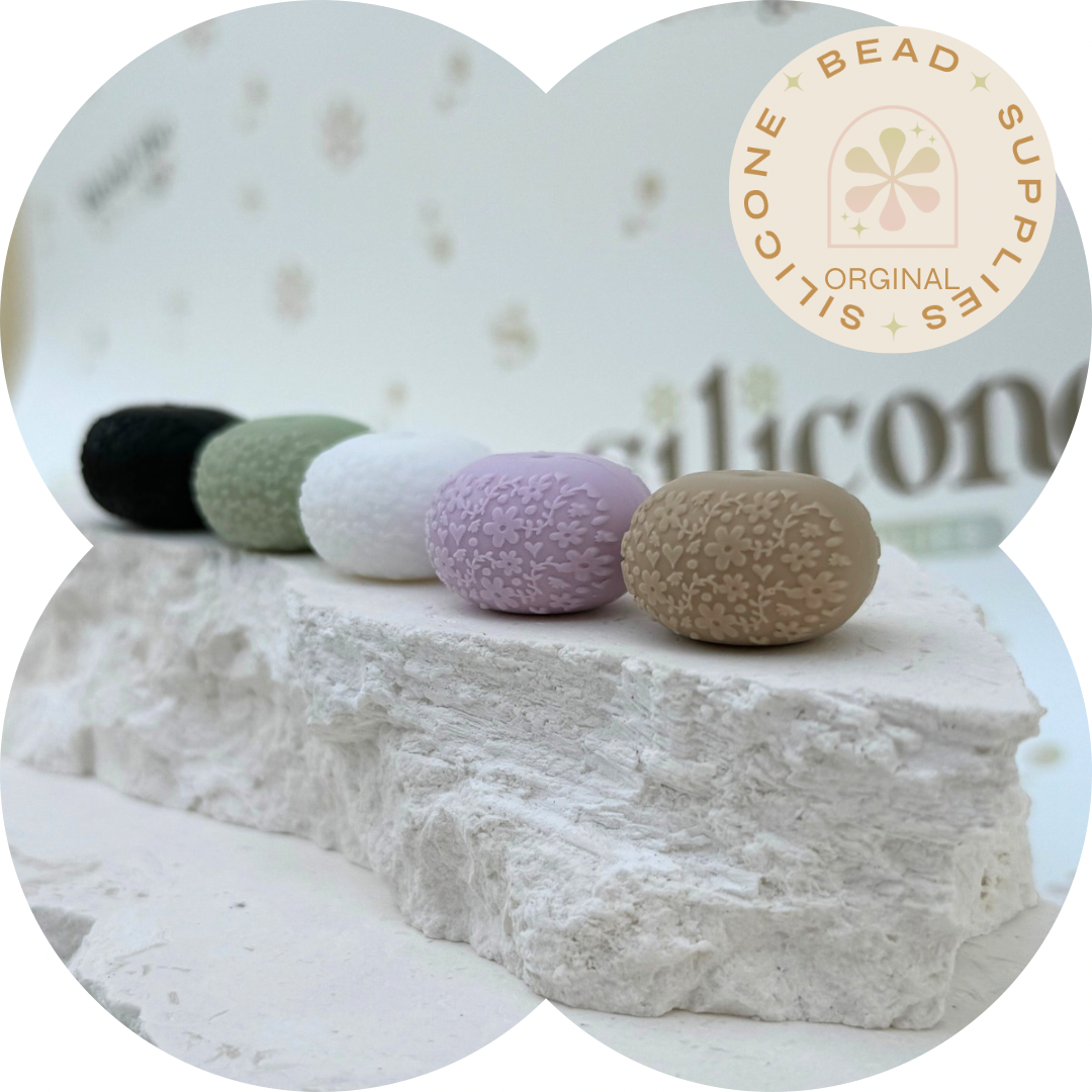 22mm Abacus - Embossed Garden – Silicone Bead Supplies